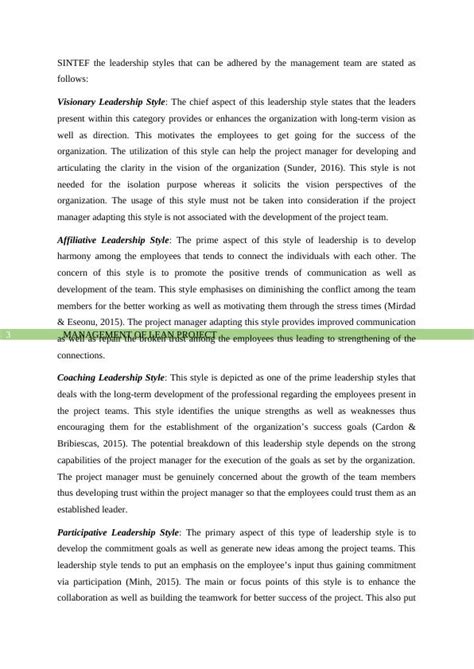 Management Of Lean Project Desklib