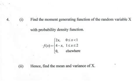 Solved I Find The Moment Generating Function Of The Random Chegg