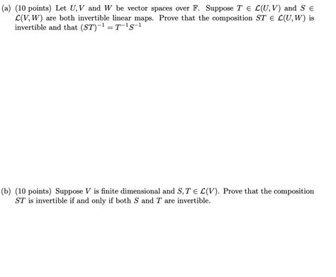 solved a 10 points let u v and w be vector spaces over