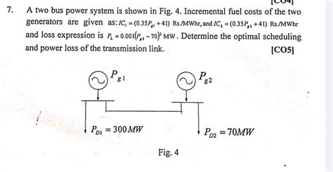Solved A Two Bus Power System Is Shown In Fig 4