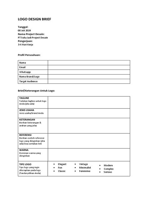 Logo Design Brief Pdf