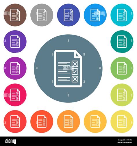 Questionnaire Document Flat White Icons On Round Color Backgrounds 17 Background Color
