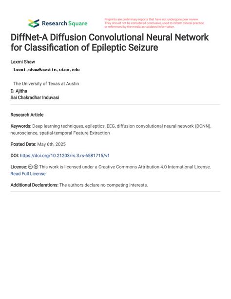 Pdf Diffnet A Diffusion Convolutional Neural Network For Classification Of Epileptic Seizure