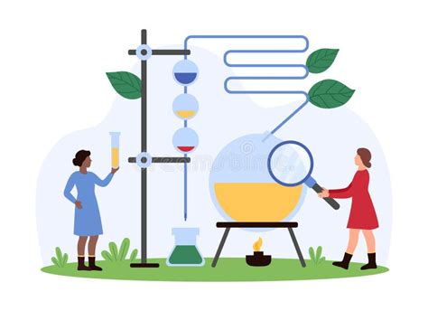 Chemistry Research In Laboratory Discovery And Analytical Analysis Of Tiny People Stock