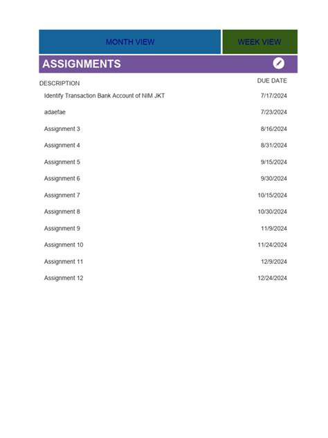 Assignment Planner 2025 Pdf