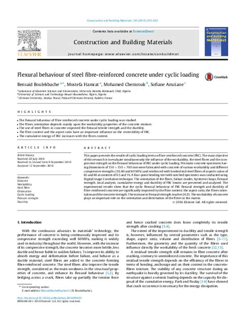 Pdf Flexural Behaviour Of Steel Fibre Reinforced Concrete Under Cyclic Loading