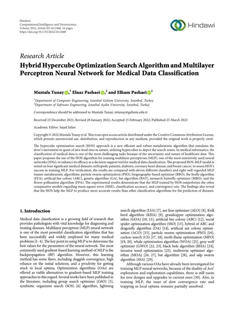 Pdf Hybrid Hypercube Optimization Search Algorithm And Multilayer
