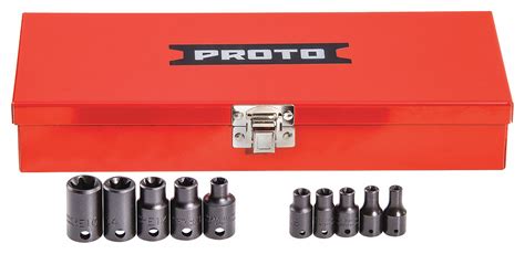PROTO Impact Socket Set Alloy Steel Black Oxide 1 4 In 3 8 In Impact Rated Yes 33TA28