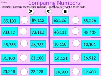 Comparing Whole Numbers Activity By Tonya Fehrs TpT