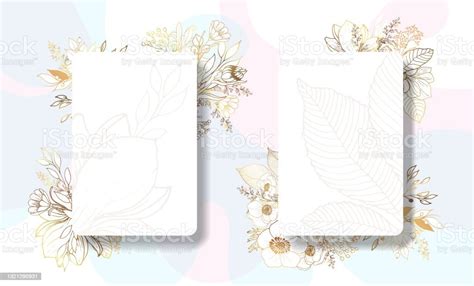 식물 라인 골드 3d 용지 잘라내기 황금 실에서 잎과 꽃 빈티지 스타일의 여름 꽃스퀘어 프레임 벡터 그림입니다 비문에 대 한 장소 파스텔 색상의 반점 0명에 대한 스톡 벡터