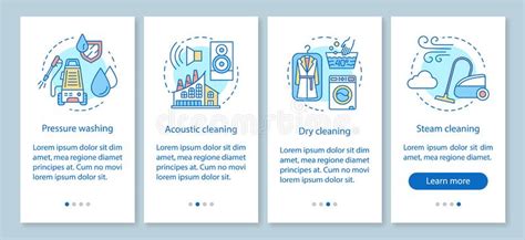 Cleaning Methods Onboarding Mobile App Page Screen Linear Concepts Stock Vector Illustration