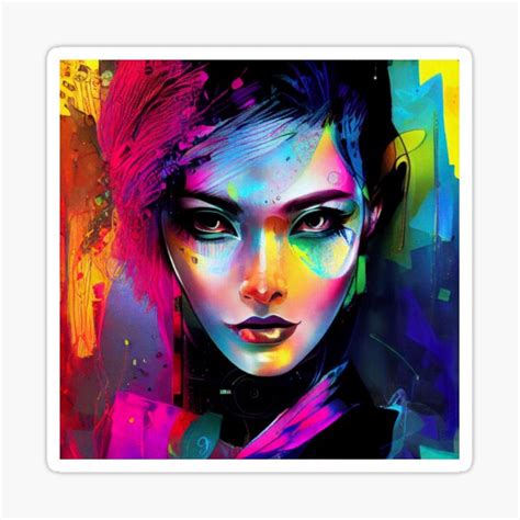 Cyberpunk Woman Portrait 3 Sticker For Sale By Pixn Redbubble