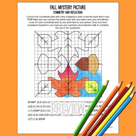 Fall Symmetry And Reflection Coordinate Plane Mystery Graphing Picture Math Made By Teachers