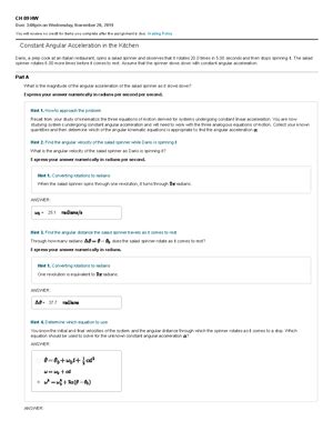 CH HW Chapter Physics Homework For Mastering CH HW Due Pm On Wednesday