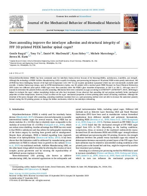 Pdf Does Annealing Improve The Interlayer Adhesion And Structural Integrity Of Fff 3d Printed