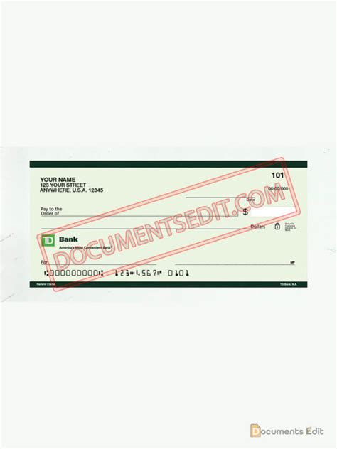 Td Bank Check Template Documents Edit