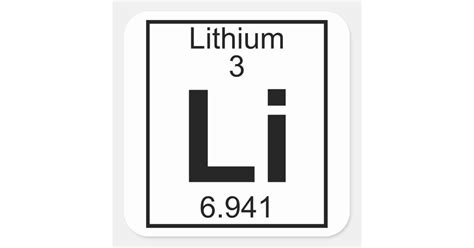 Element 003 Li Lithium Full Square Sticker Zazzle