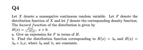 Solved Let X Denote A Nonnegative Continuous Random