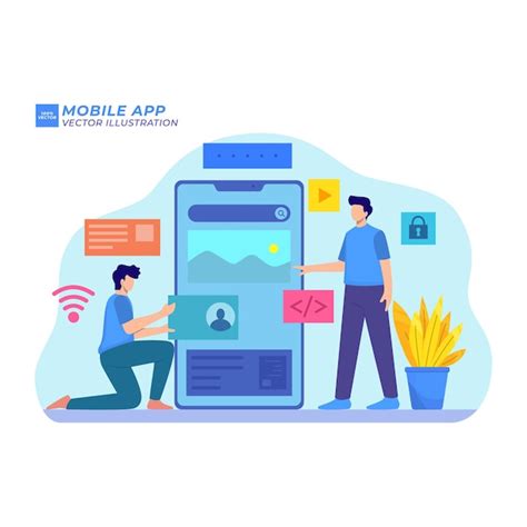 Premium Vector Mobile App Flat Illustration Design Media Technology