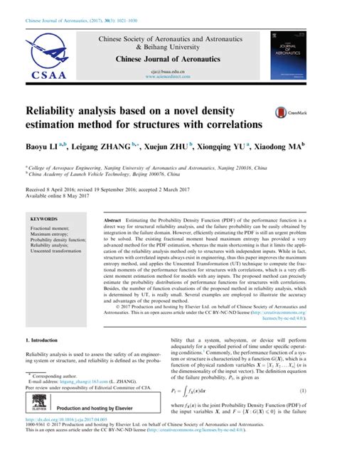 Reliability Analysis Based On A Novel Density Estimation Method For Structures With Correlations