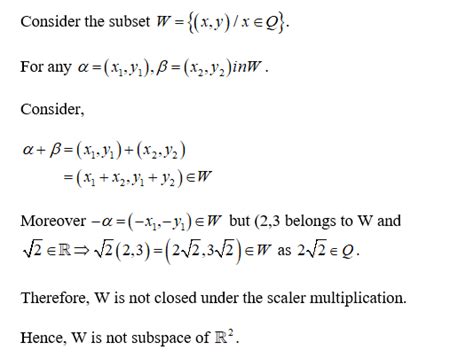 Answered Give An Example Of A Nonempty Subset W Bartleby