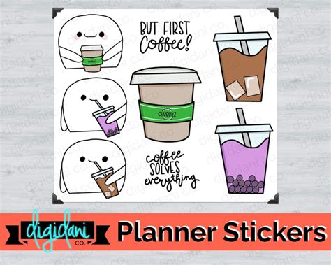 Digital Planner Sticker Coffee Etsy
