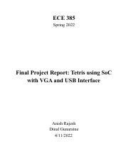 ECE Final Project Report Pdf ECE Spring Final Project Report Tetris Using SoC