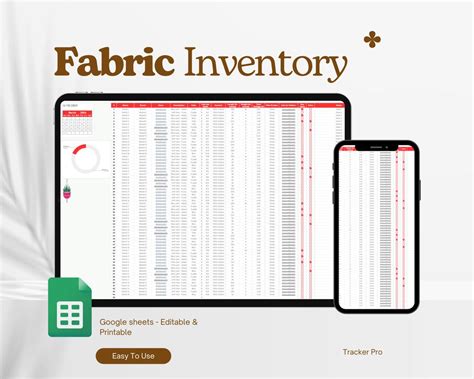 Fabric Inventory Tracker Excel Spreadsheet Sewing Organizer Fabric Stash Sewing Planner