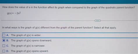 solved how does the value of a in the function affect its graph when compared to the graph of