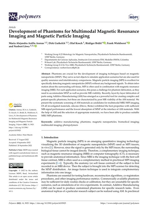 Pdf Development Of Phantoms For Multimodal Magnetic Resonance Imaging