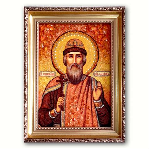 Ікона Святий Володимир з бурштину купити в Україні за привабливою ціною Ukraine Amber