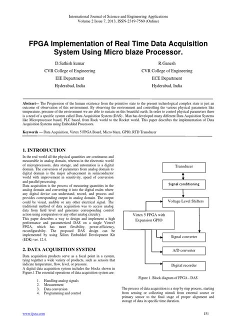 Pdf Fpga Implementation Of Real Time Data Acquisition System Using