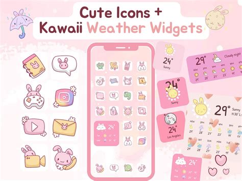 App Icon Set With Weather Widgets Kawaii Aesthetic For Ios Iphone Ipad And Mac Wallpapers