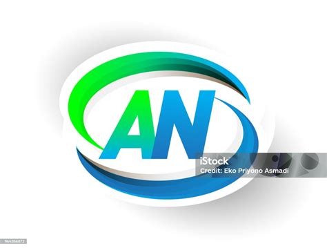 초기 문자 로고 회사 이름 컬러 블루와 그린 Swoosh 디자인 0명에 대한 스톡 벡터 아트 및 기타 이미지 0명 개념