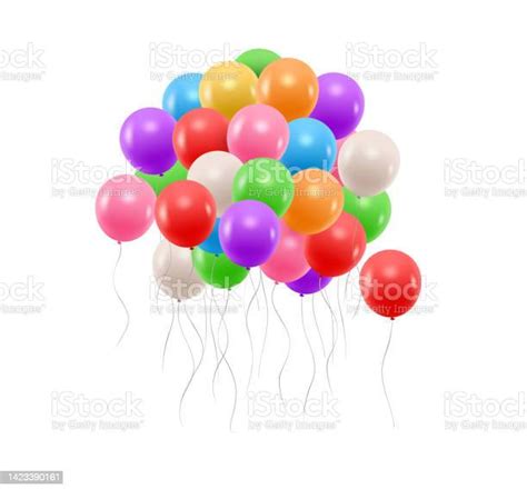 흰색 배경에 고립 된 다채로운 풍선을 날고있는 벡터 그룹 3차원 형태에 대한 스톡 벡터 아트 및 기타 이미지 3차원 형태 개체 그룹 공기 주입 Istock
