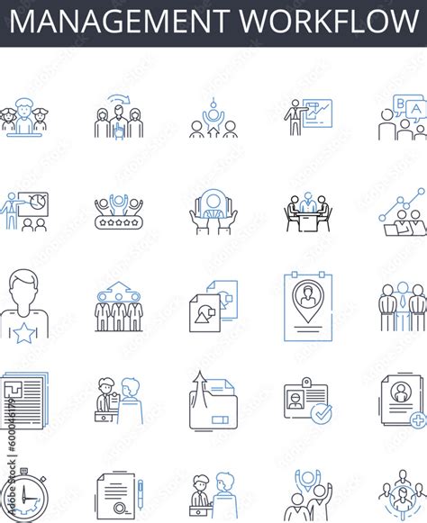 Management Workflow Line Icons Collection Project Management Creative Workflow Business