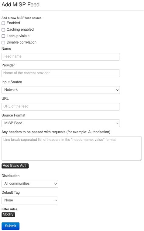 Managing Feeds User Guide Of MISP Intelligence Sharing Platform