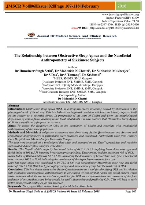 Pdf The Relationship Between Obstructive Sleep Apnea And The
