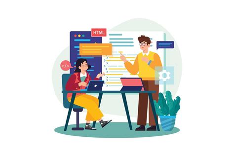 Team Writes Code Programming For App Or Website 18942387 Vector Art At