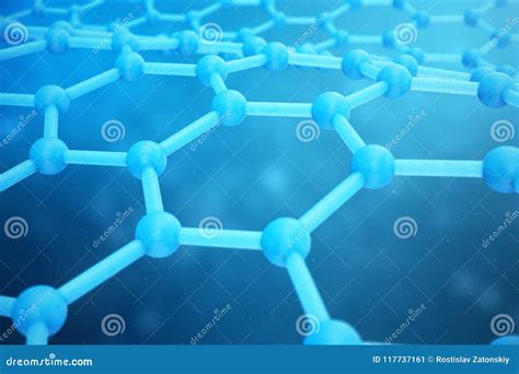 3d Rendering Abstract Nanotechnology Hexagonal Geometric Form Close Up Graphene Atomic