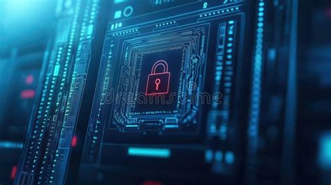 Locked Circuit With Red Light Secure Access Control And System Protection Red Stock