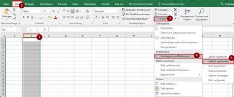 Excel Arbeitsblatt Zeilen Und Spalten Ein Und Ausblenden Office