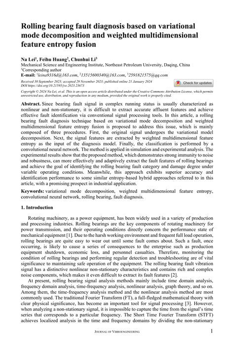Pdf Rolling Bearing Fault Diagnosis Based On Variational Mode Decomposition And Weighted