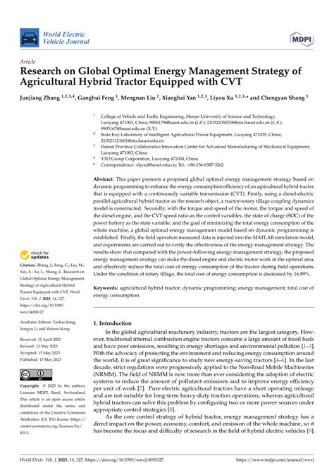 Pdf Research On Global Optimal Energy Management Strategy Of Agricultural Hybrid Tractor