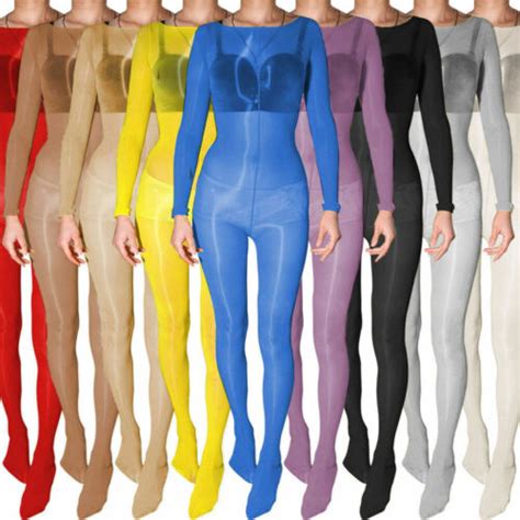 Männer Frauen Öl Glänzend Glossy Bodystocking Strumpfhose Bodyhose