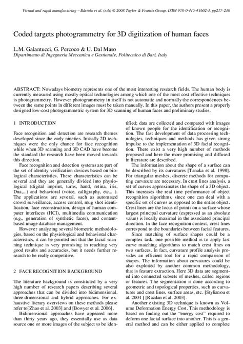 Pdf Coded Targets Photogrammetry For 3d Digitization Of Human Faces Pdf Coded Targets Photogrammetry For 3d Digitization Of Human Faces