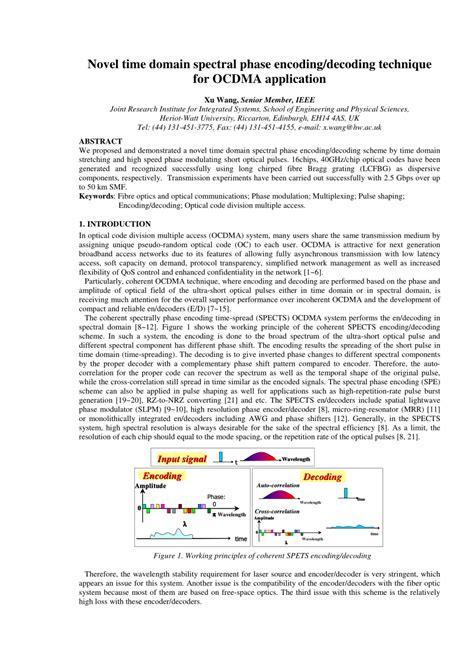 Pdf Novel Time Domain Spectral Phase Encodingdecoding Technique For
