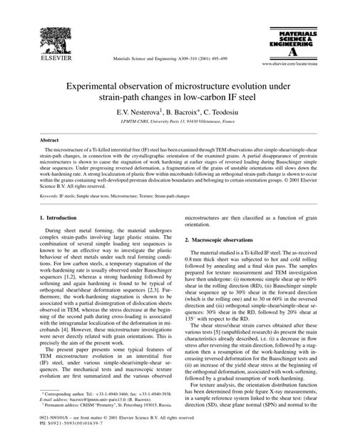 Pdf Experimental Observation Of Microstructure Evolution Under Strain
