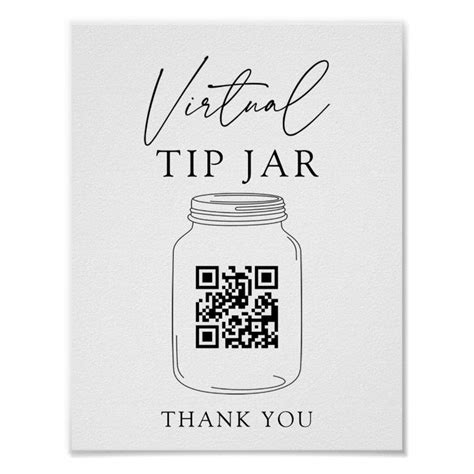 virtual tip jar qr code tip your bartender sign zazzle money jars tip jars bartender qr code