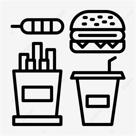 패스트 푸드 라인 아이콘 벡터 패스트 푸드 아이콘 패스트 푸드 음식 Png 일러스트 및 벡터 에 대한 무료 다운로드 Pngtree